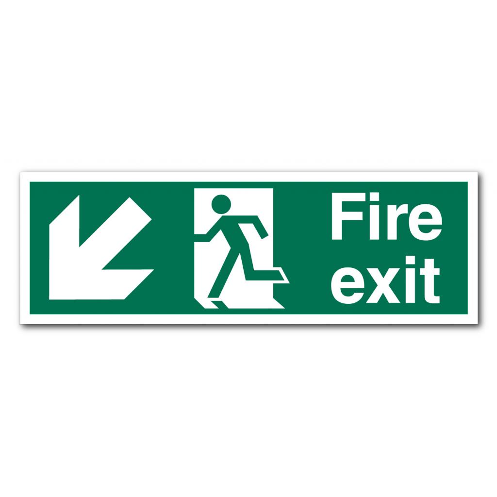 Safety Signs - Safety Condition Signs - Fire Exit Down Left Sign