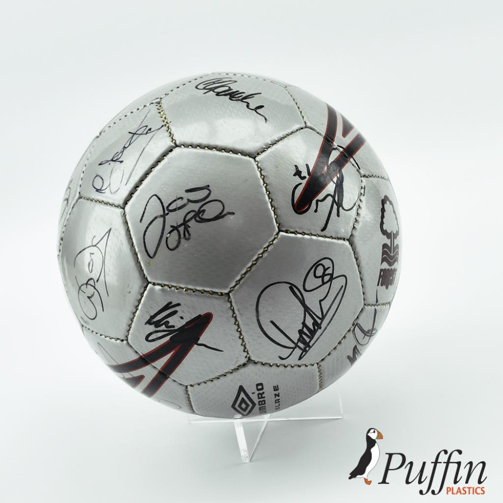 Football Display Slim Plinth - Clear | Puffin Plastics