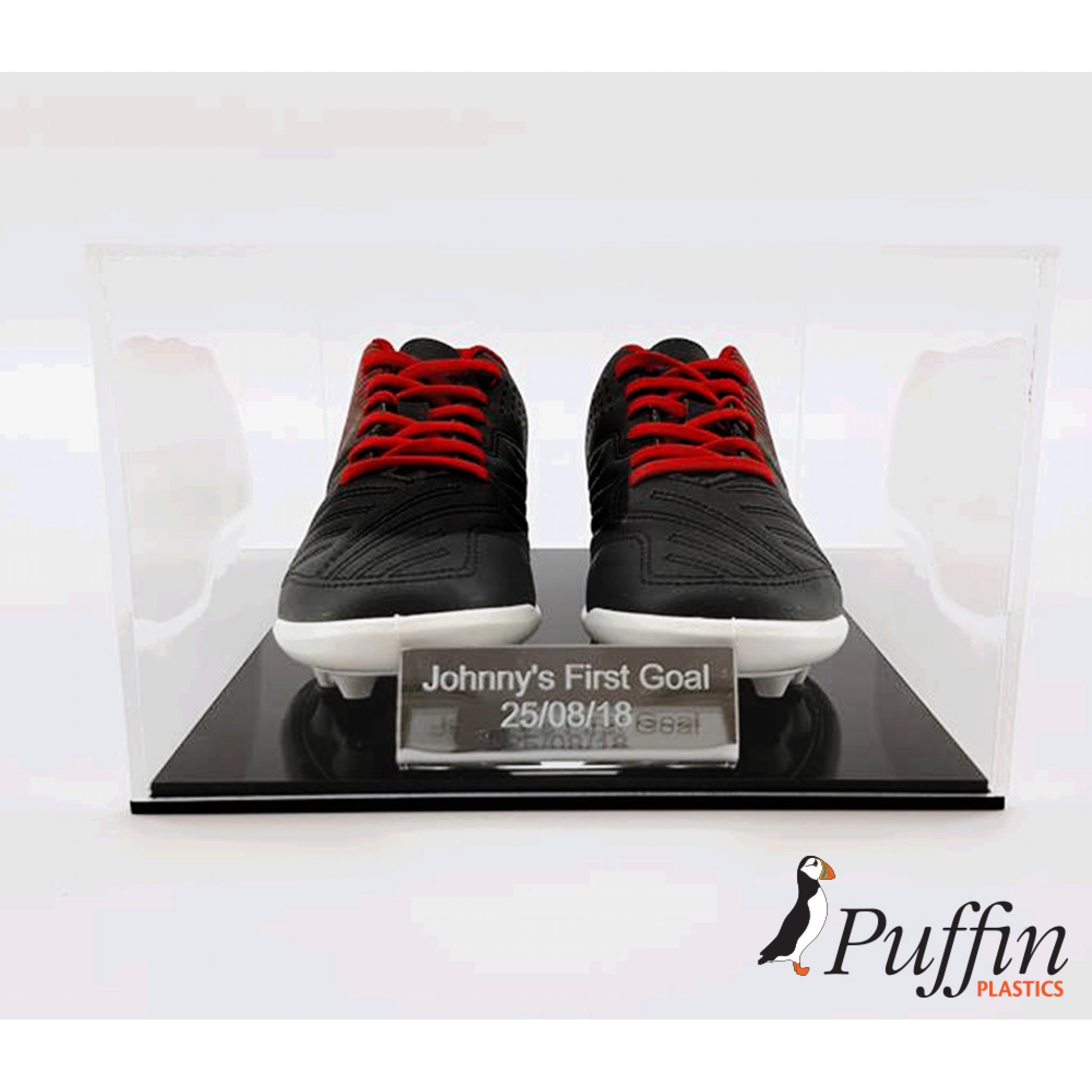 Child Rugby Boot Display Case - Double | Puffin Plastics
