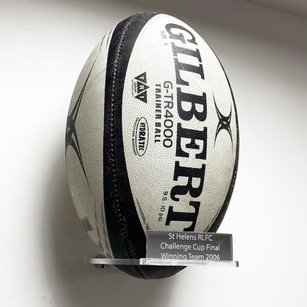 Inscribed Portrait Rugby Ball Wall Holder | Puffin Plastics