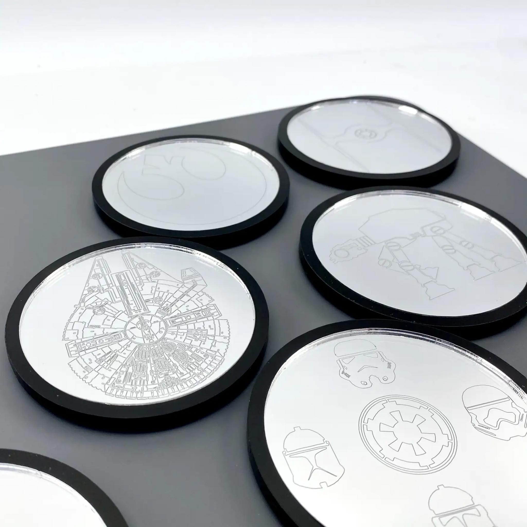 Star Wars Mirror Coasters - 6 Pack | Puffin Plastics